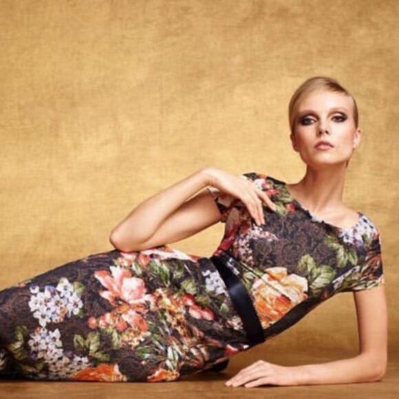 Adrianna Papell | Dresses | Adrianna Papell Floral Matelasse Maxi Dress ...